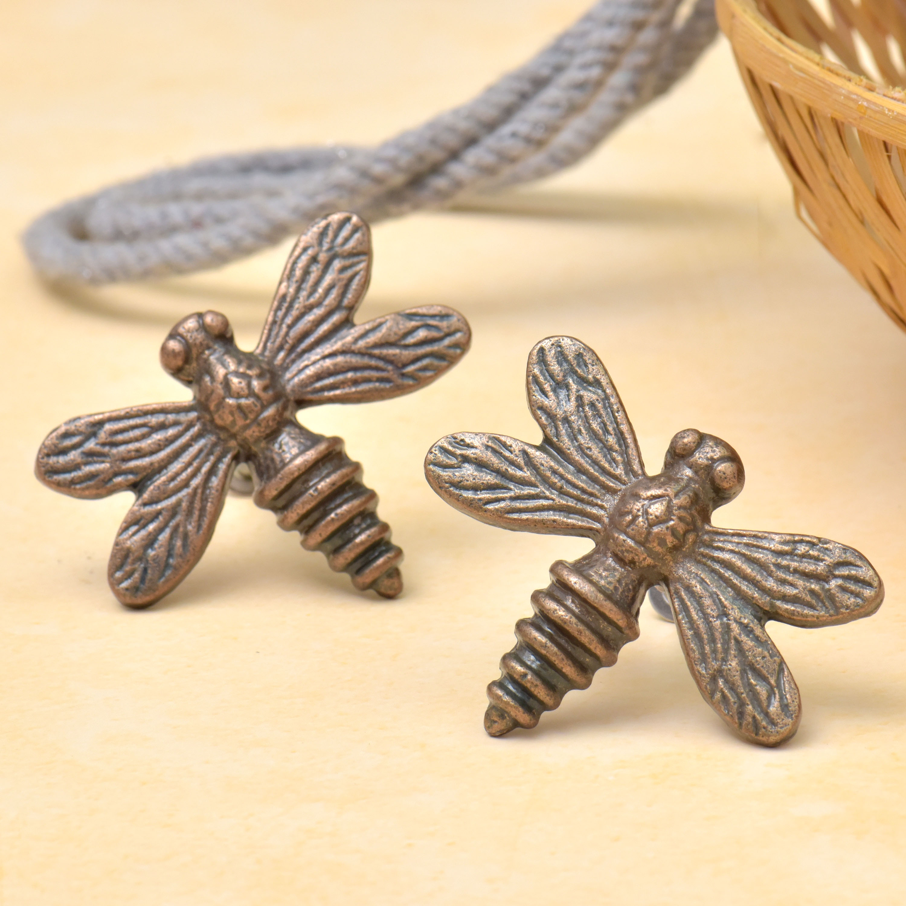 Antique Honey Bee Iron Cabinet Knobs